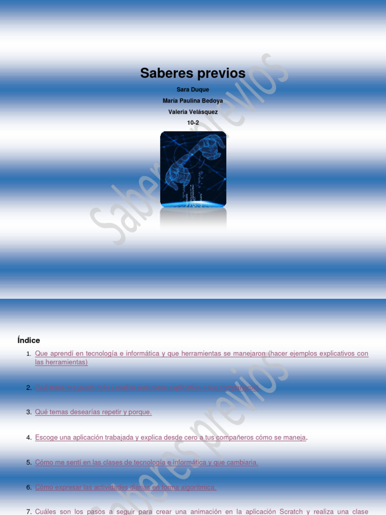 Saberes Previos | PDF | Scratch (lenguaje de programación) | Programación de computadoras