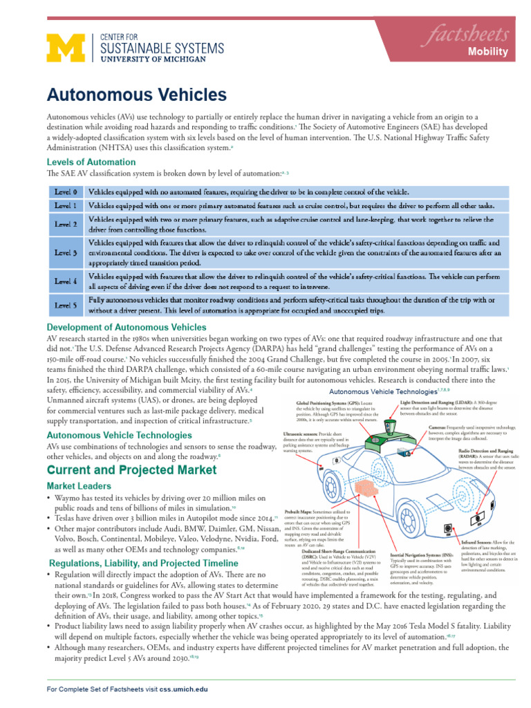 Autonomous Vehicles: Facts & Future | PDF | Fuel Economy In Automobiles ...
