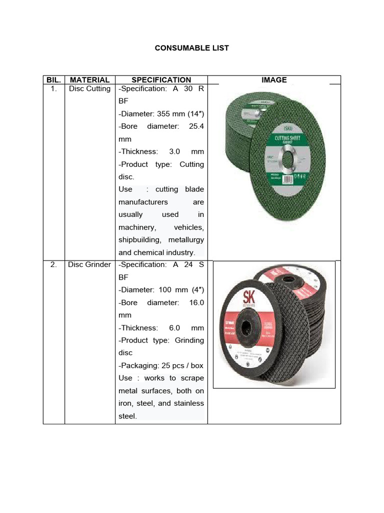 Consumable List | Download Free PDF | Welding | Construction
