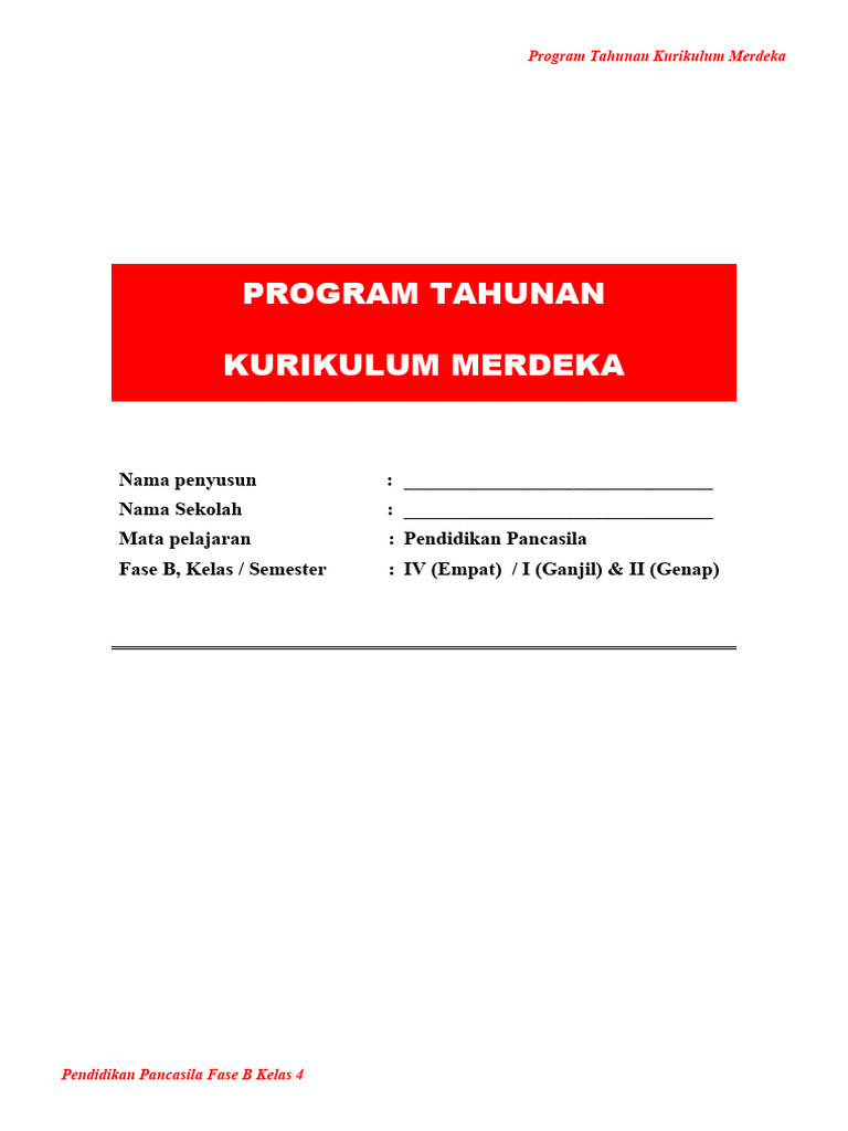 Prota Kurikulum Merdeka | PDF