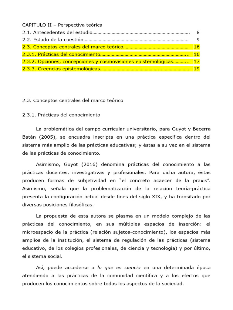 Ejemplo Marco Teórico | PDF | Conocimiento | Epistemología