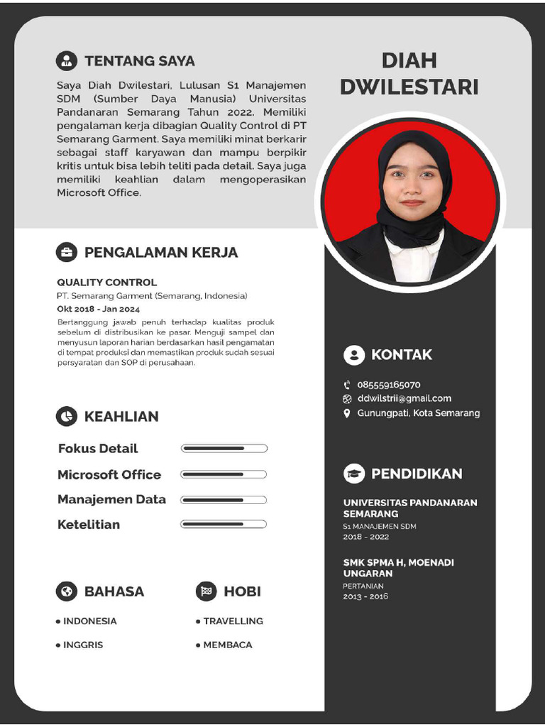 CV - Diah Dwilestari - Admin RNI | PDF