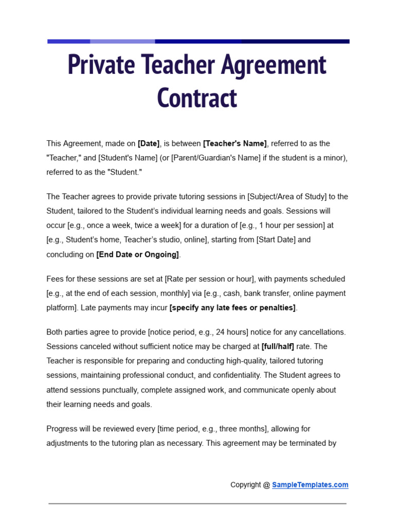 Private Teacher Agreement Contract | PDF | Career & Growth | Business