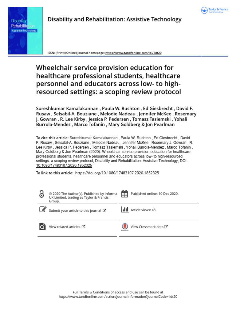 10 1080@17483107 2020 1852325 | PDF | Systematic Review | Physical Therapy