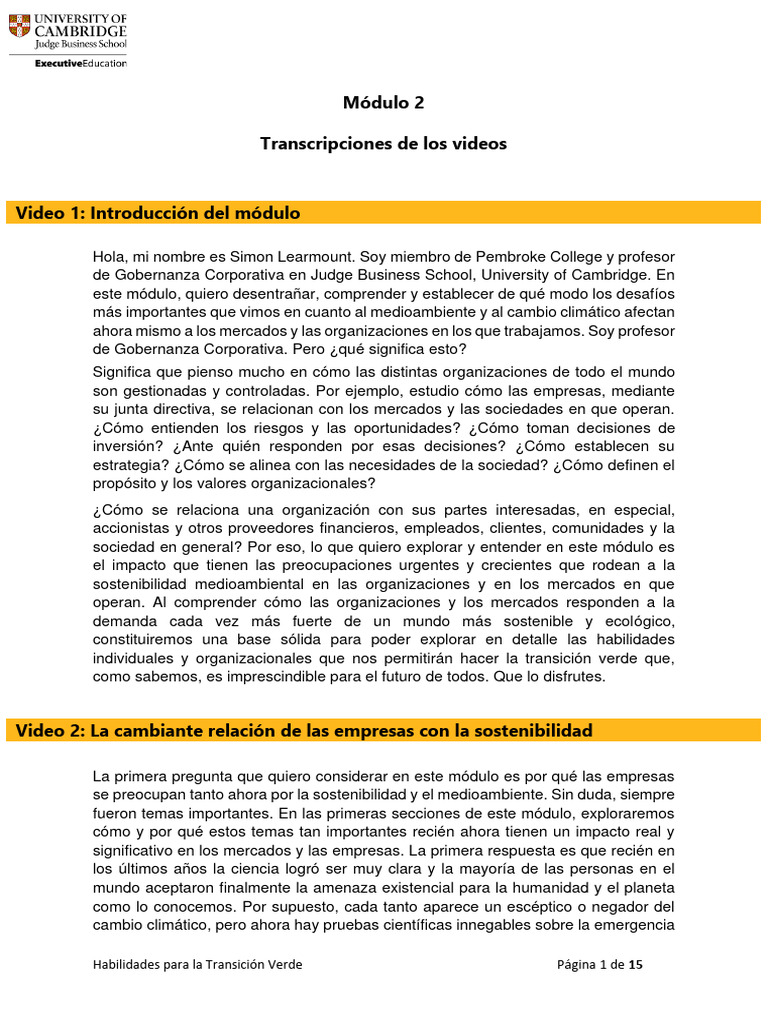 Module 2 - Video Transcript | PDF | Roca Negra | Business