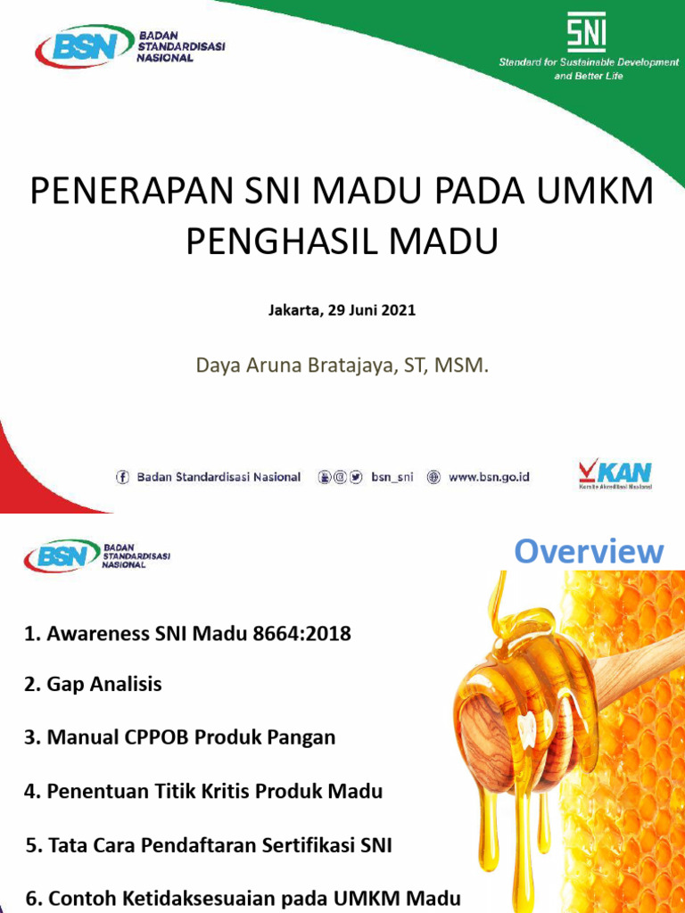 Presentasi Penerapan SNI Madu Pada UMKM | PDF
