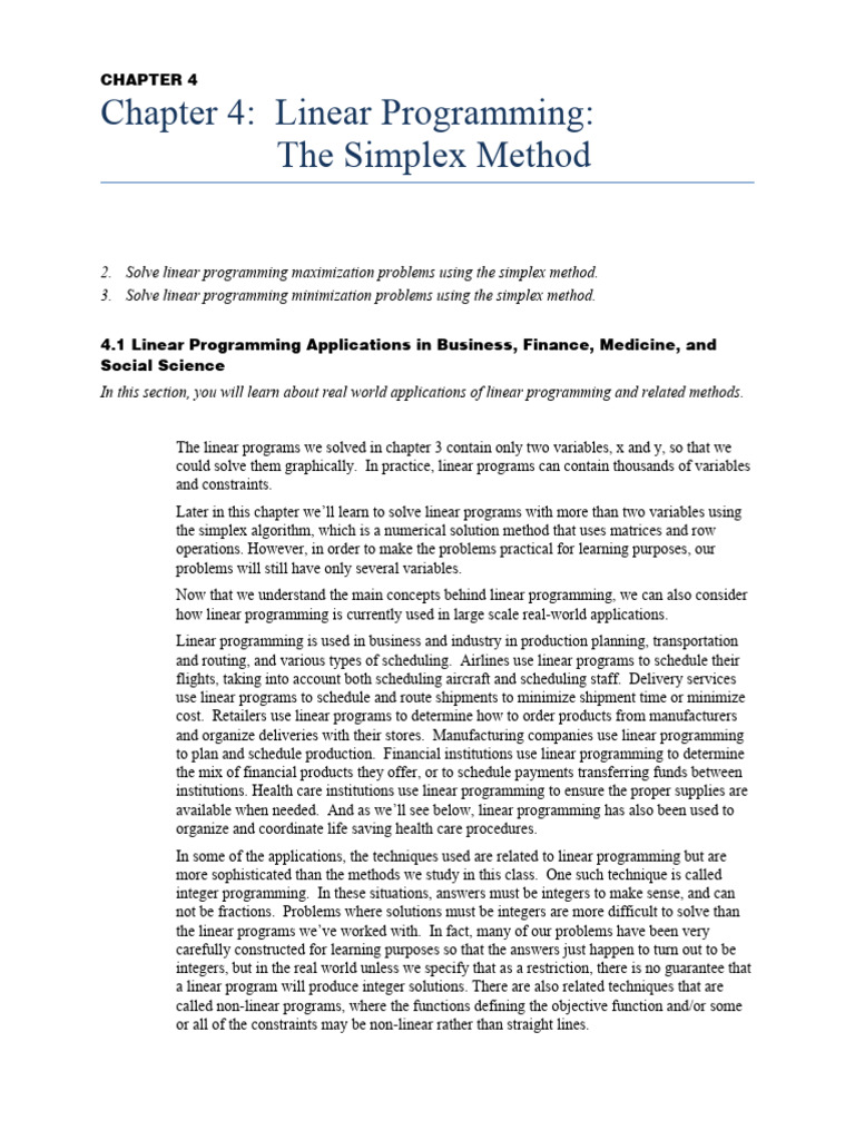 Linear Programming: Simplex Method | PDF | Linear Programming | Mathematical Optimization