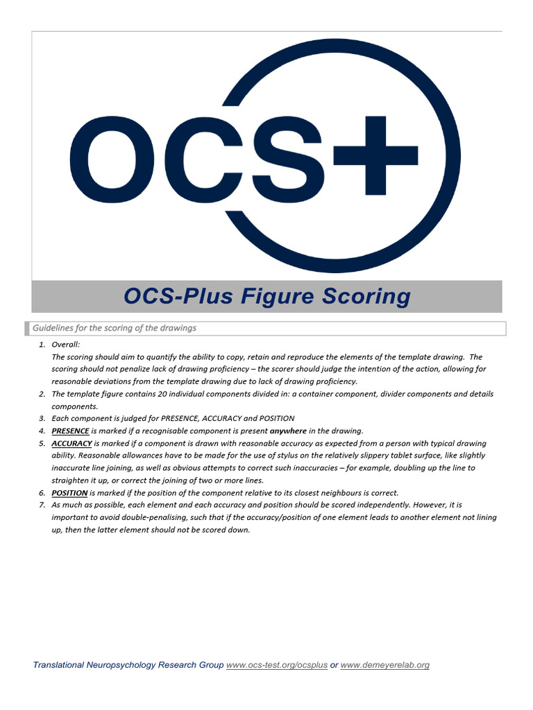 OCS-Plus Drawing Scoring Guidelines | PDF | Teaching Methods & Materials