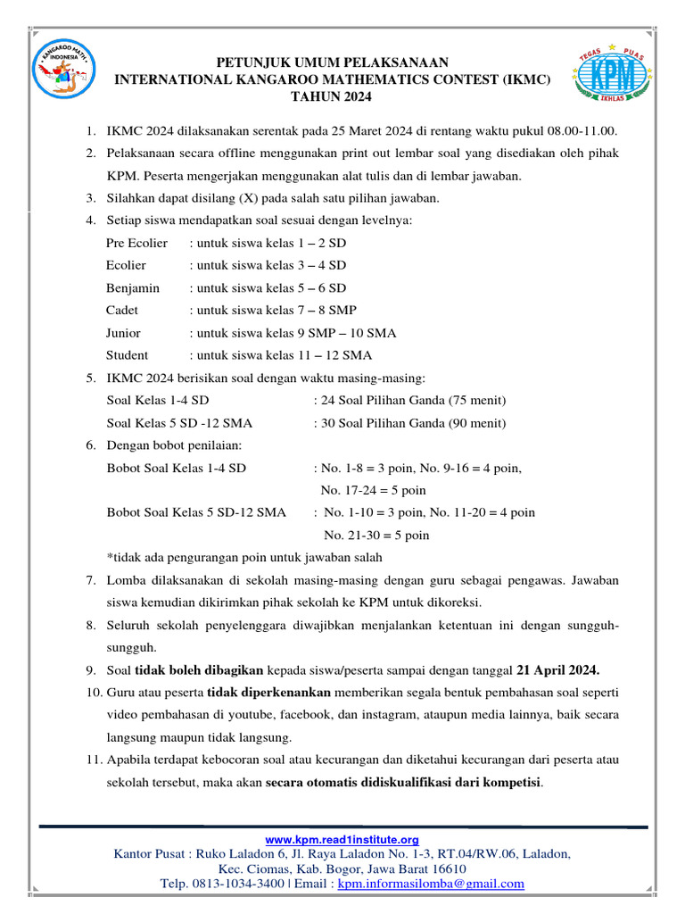 Petunjuk Teknis Pelaksanaan IKMC 2024 | PDF