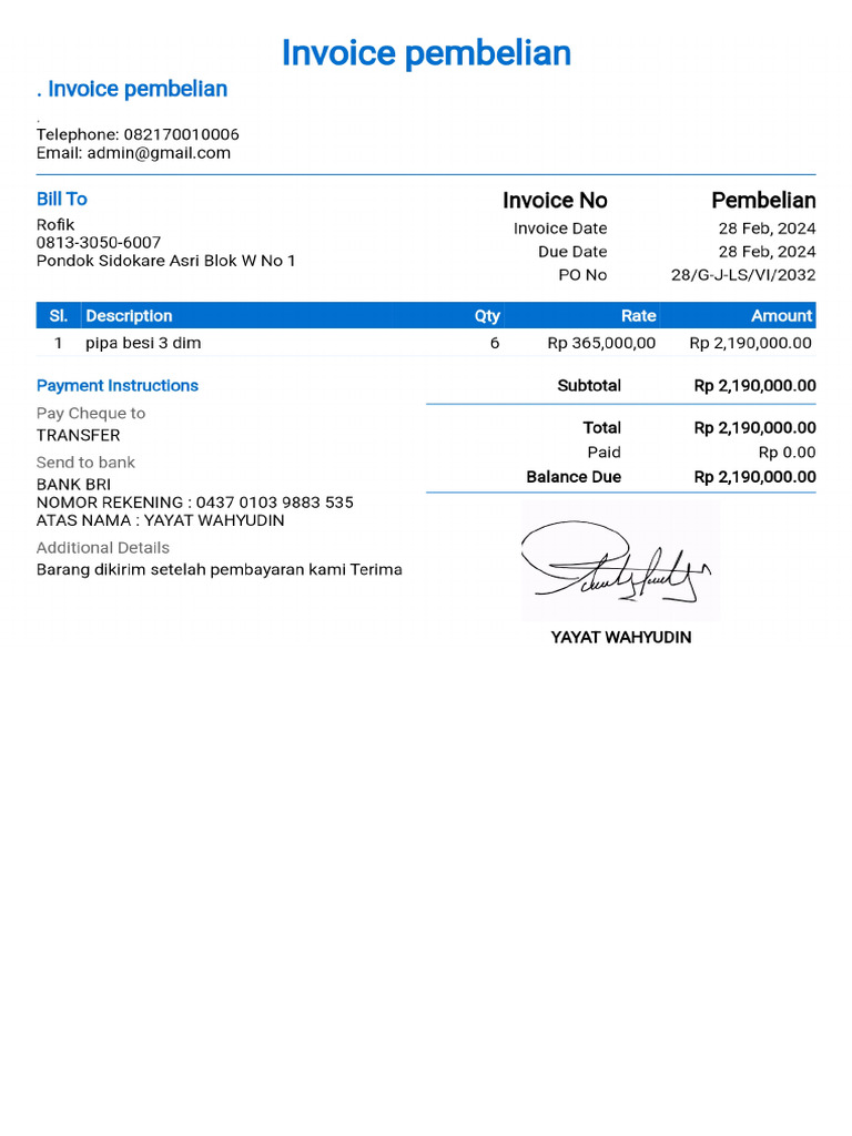Invoice-Pembelian (1) | PDF