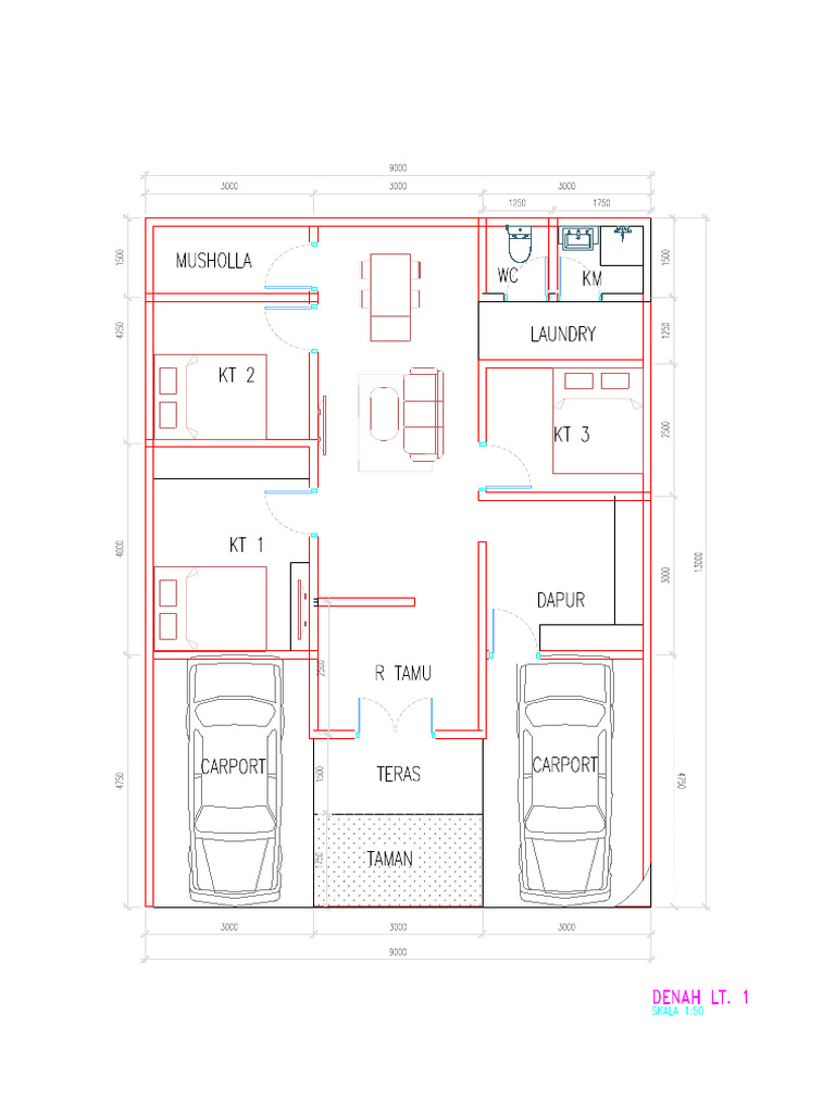 DENAH LT 1 | PDF