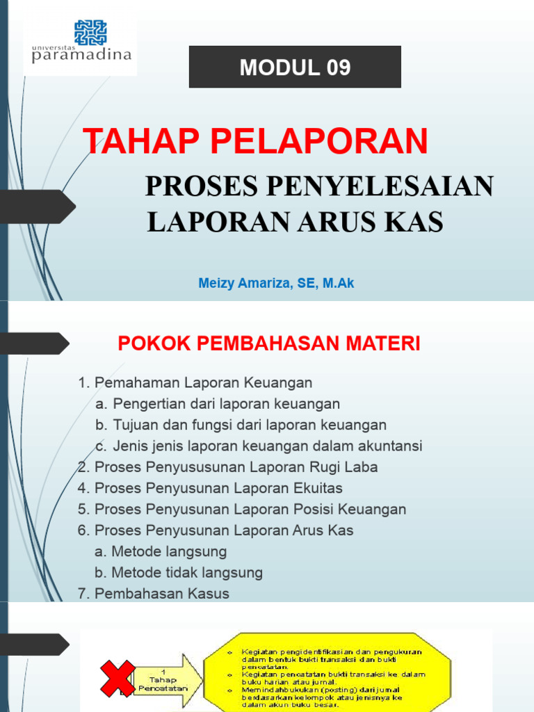 Modul 09 Tahap Pelaporan Proses Penyelesaian Laporan Arus Kas | PDF
