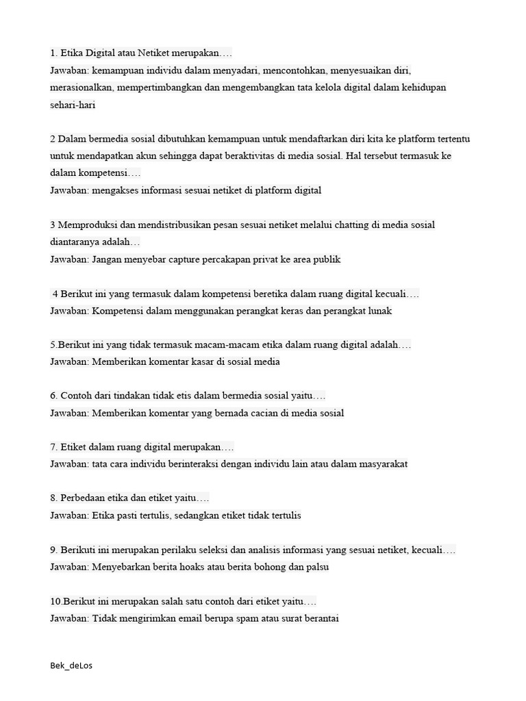 Kunci Jawaban Soal Materi 5 Harmonis | PDF