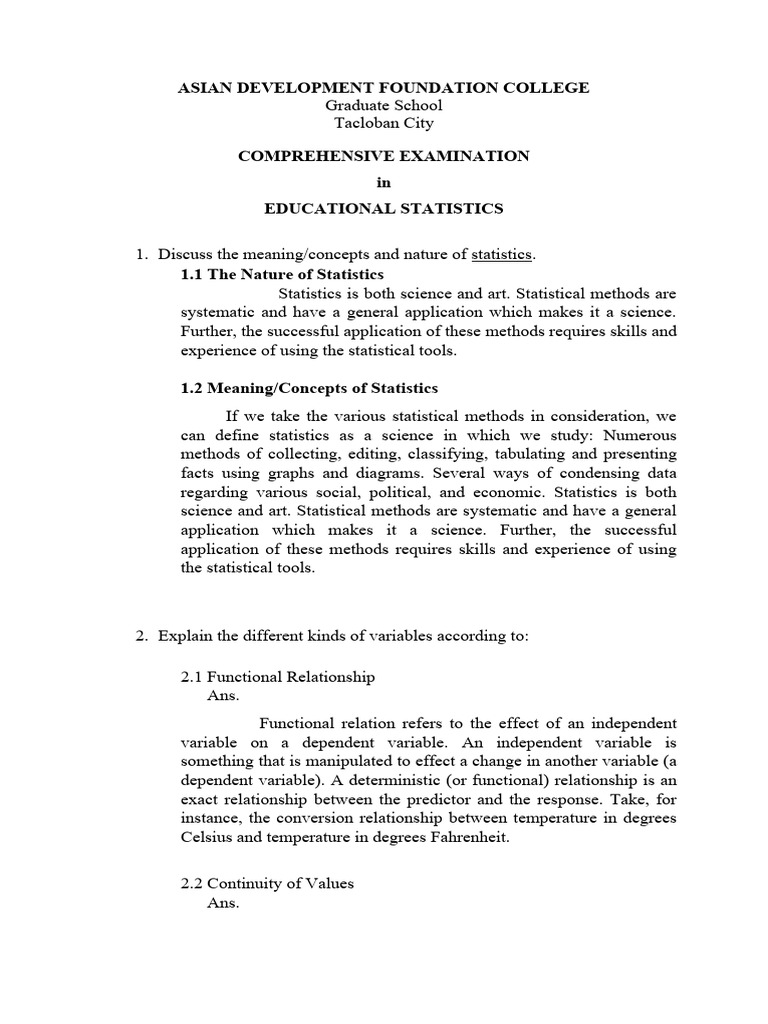 Educ. Stat. Answer | PDF | Statistics | Sampling (Statistics)