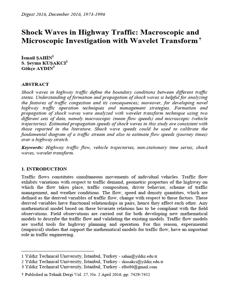 Shock Waves in Highway Traffic - Macroscopic and | PDF | Stationary ...