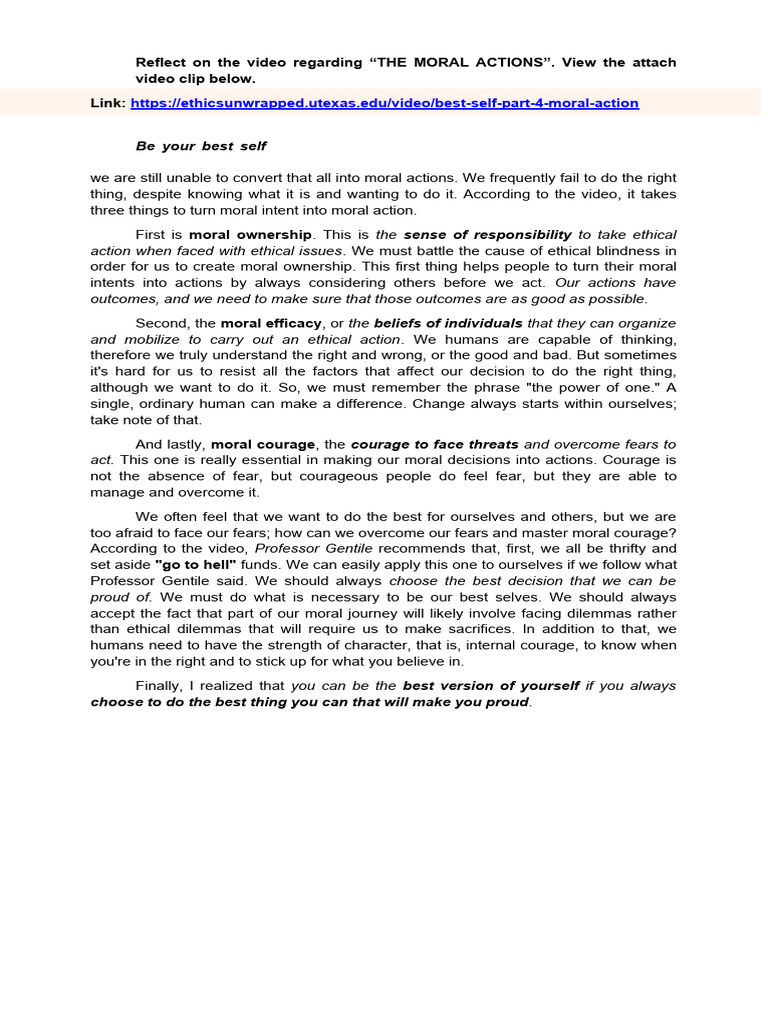 Ethics Reflection | PDF | Career & Growth