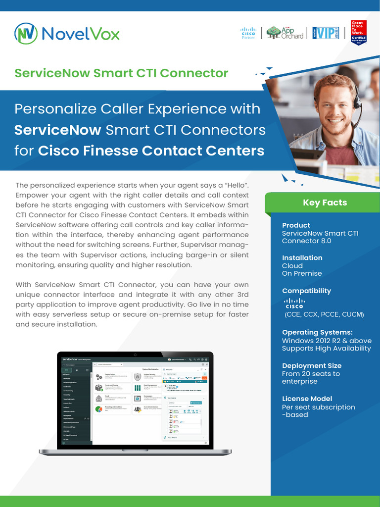 Servicenow Cti Connector Flyer For Cisco Pdf Customer Relationship Management Computer