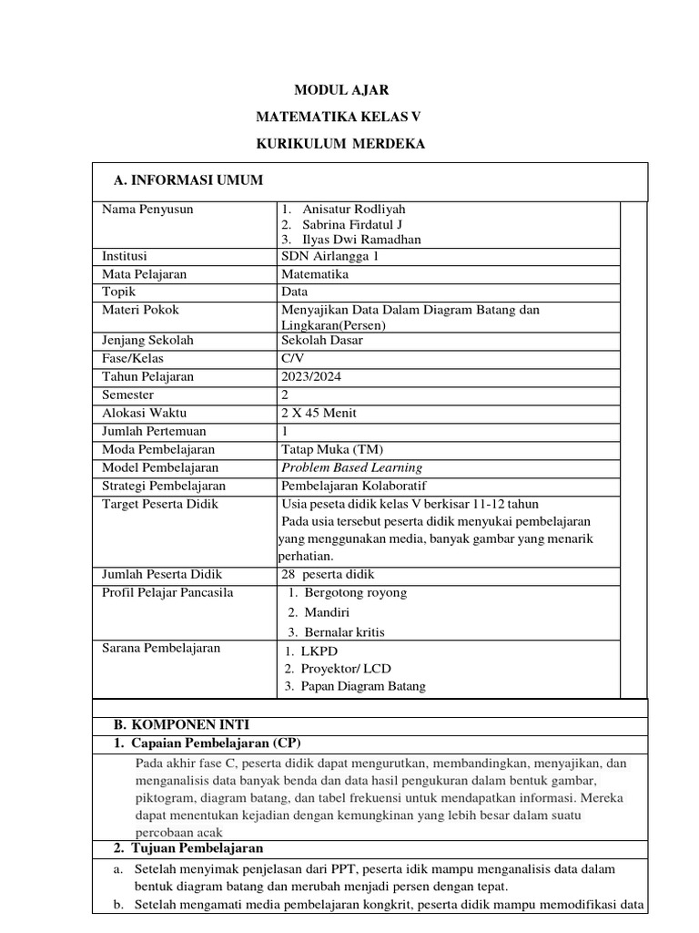 Modul Ajar MTK KLS 5 Fiks | PDF | Karier & Perkembangan | Metode & Bahan Ajar