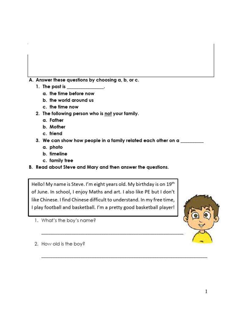 Family and Timeline Activities for Kids | PDF