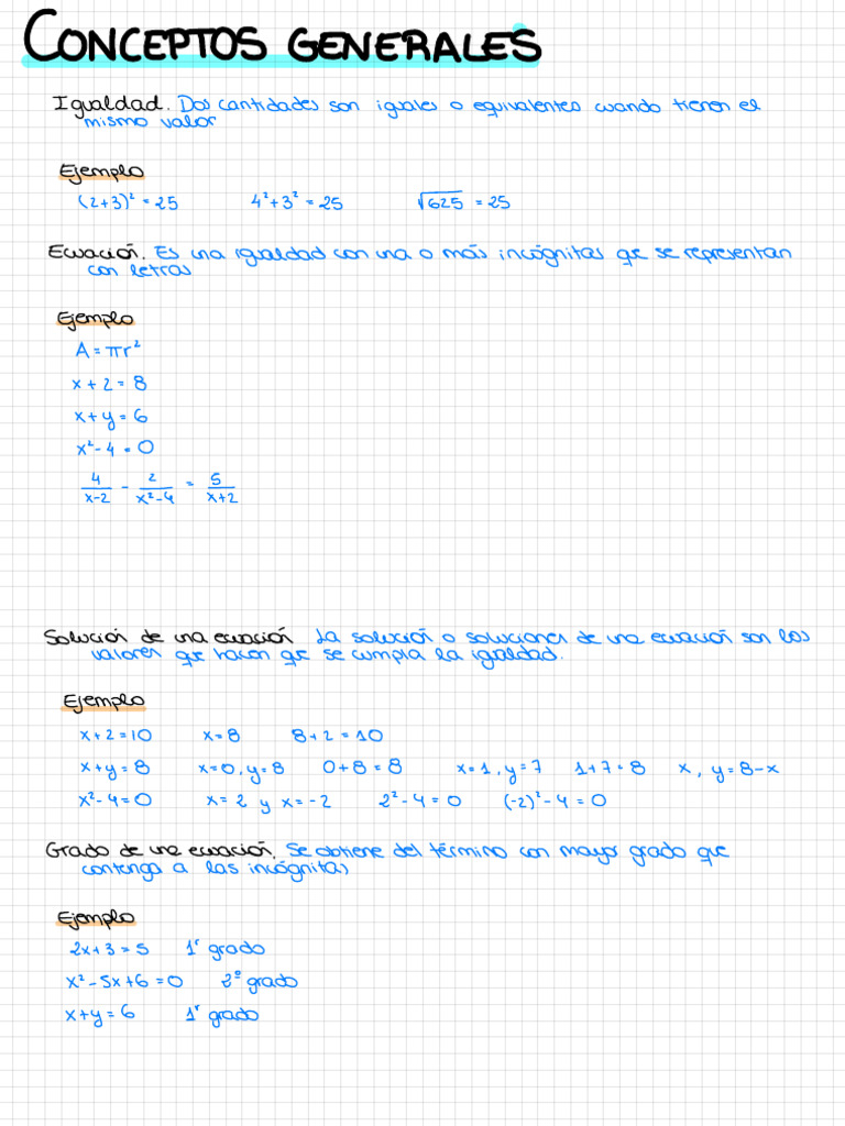 Generales: Igualdad | PDF | Ecuaciones | Matemáticas Aplicadas