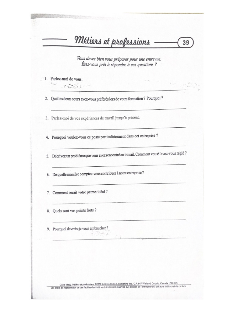 Métiers Et Professions | PDF