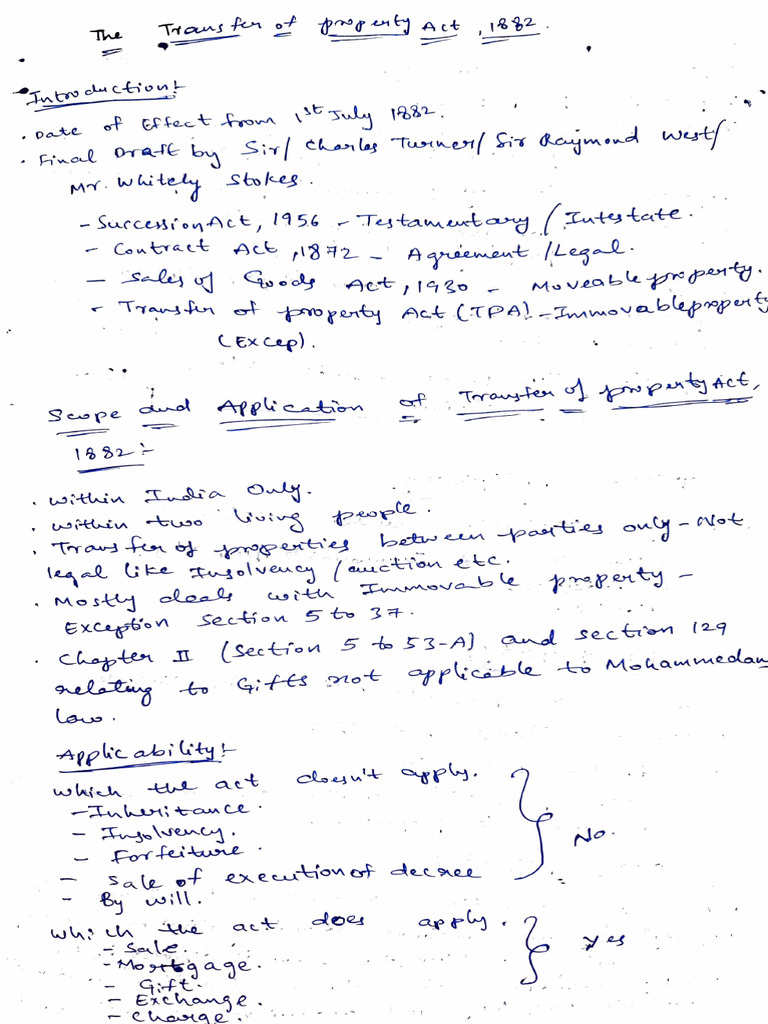 Transfer of Property Act Notes | PDF