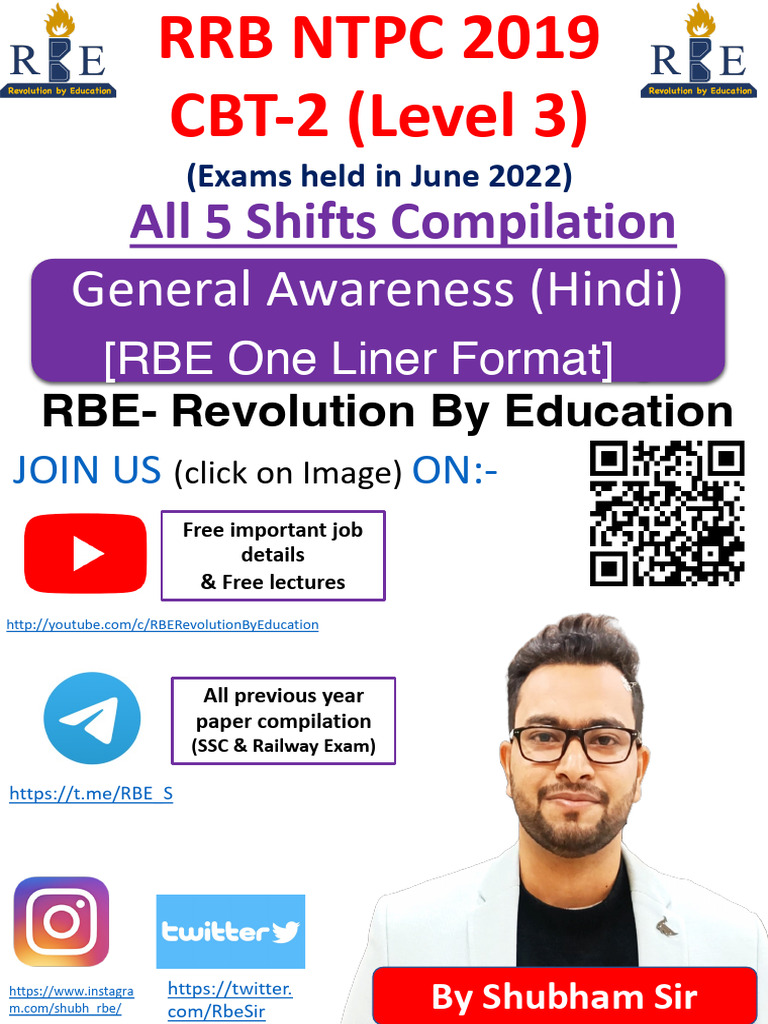 GK One Liner LEVEL 3 Hindi RRB NTPC CBT 2 Printable PDF by Shubham | PDF | Software
