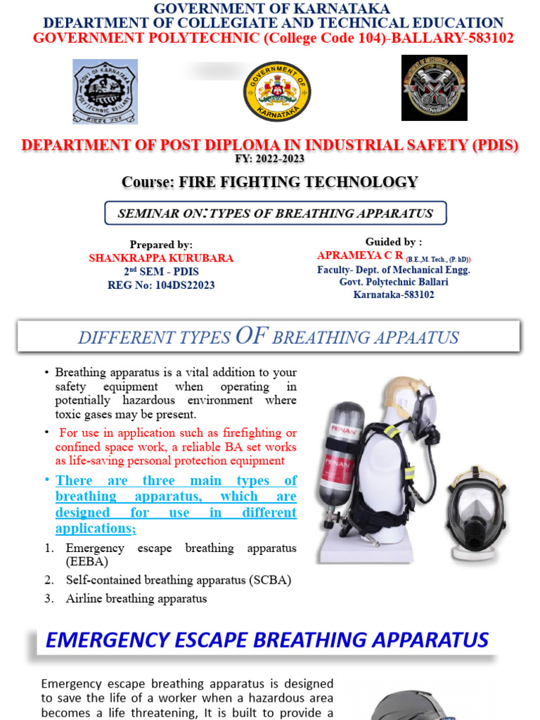 Types of Breathing Apparatus Explained | PDF | Gases | Manufactured Goods