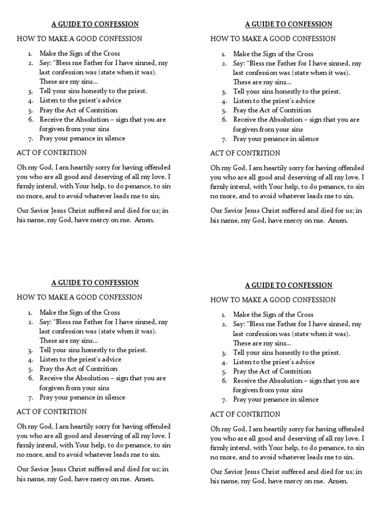A Guide To Confession | PDF | Confession (Religion) | Penance
