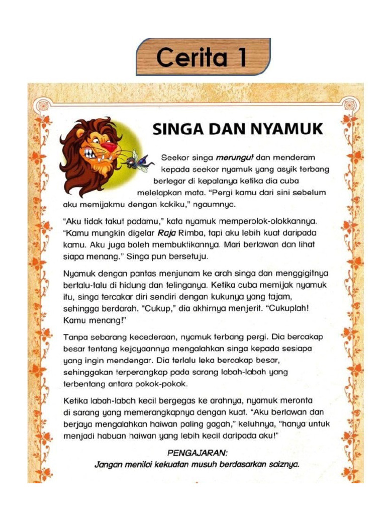 cerita tahun 2 singa dan nyamuk | PDF