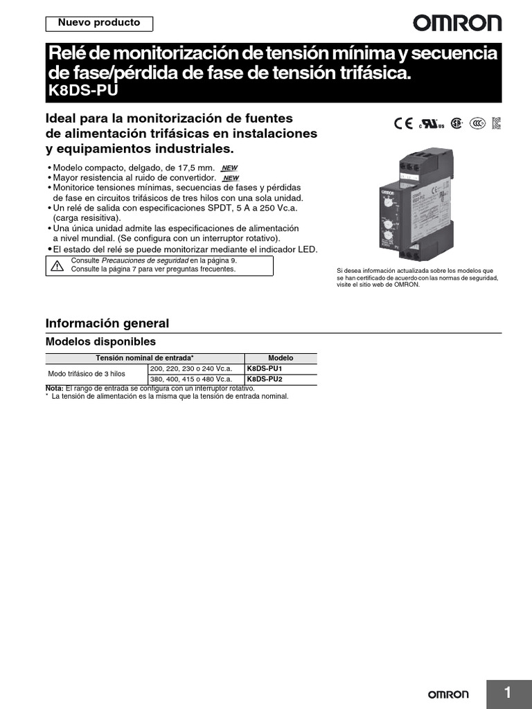 n191 K8ds-Pu 3-Phase Undervoltage and Phase-Seq. Phase-Loss Relay ...