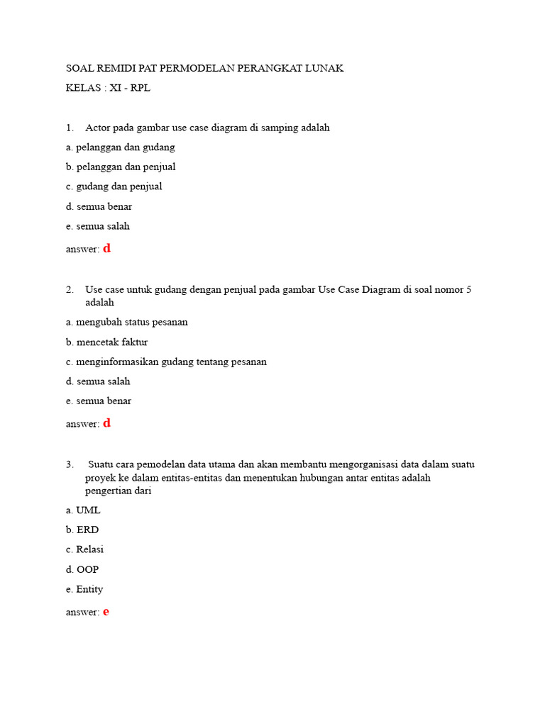 Soal Remidi Pat PPL Xi RPL Genap 2024 | PDF | Metode & Bahan Ajar ...