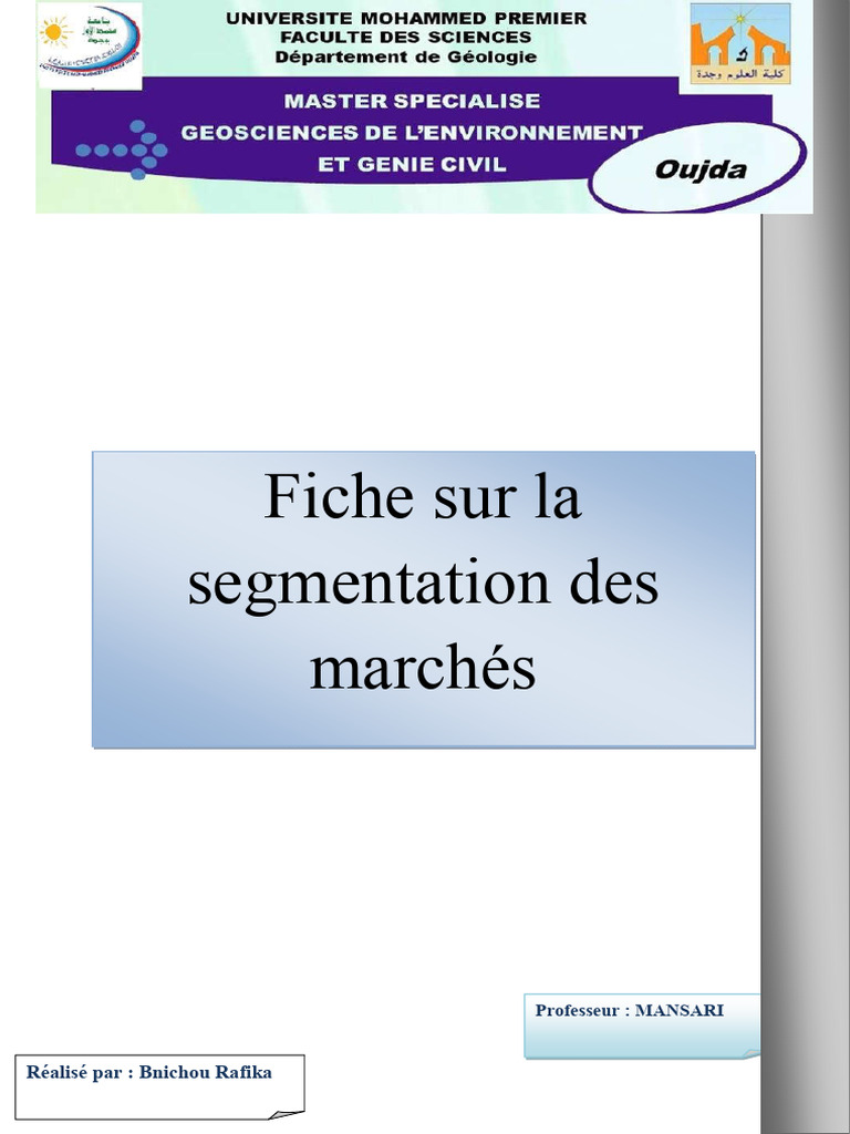 Fiche sur la segmentation des marchés | PDF | Segmentation (marketing ...