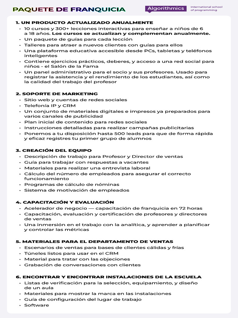 Paquete de Franquicia de Algorithmics | PDF