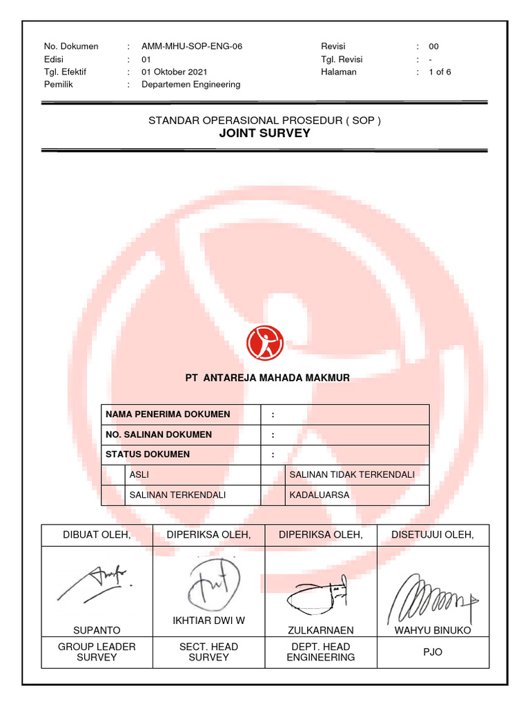 Prosedur Standar Joint Survey | PDF