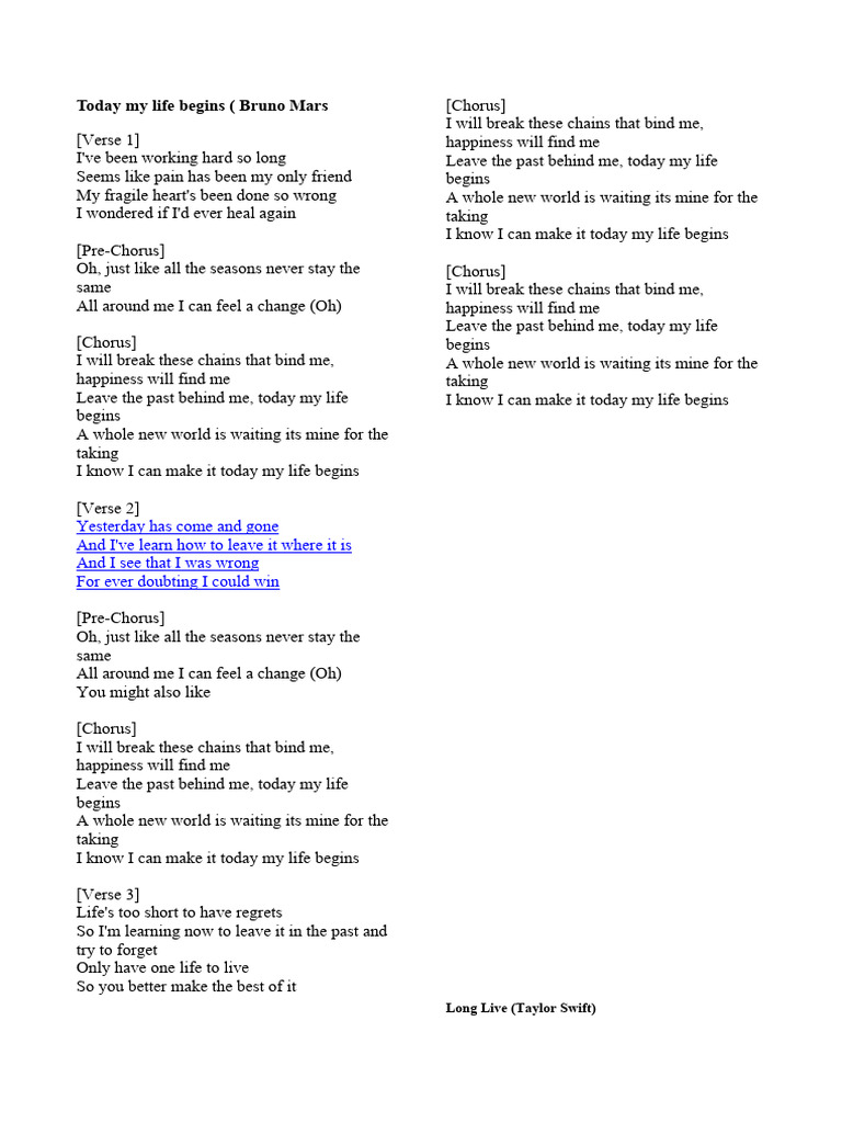 Inspirational Song Lyrics Analysis | PDF