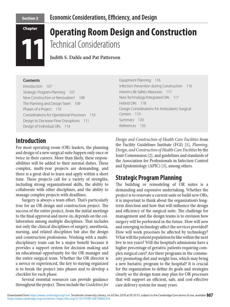 Operating Room Design and Planning Guide | PDF | Surgery | Nursing
