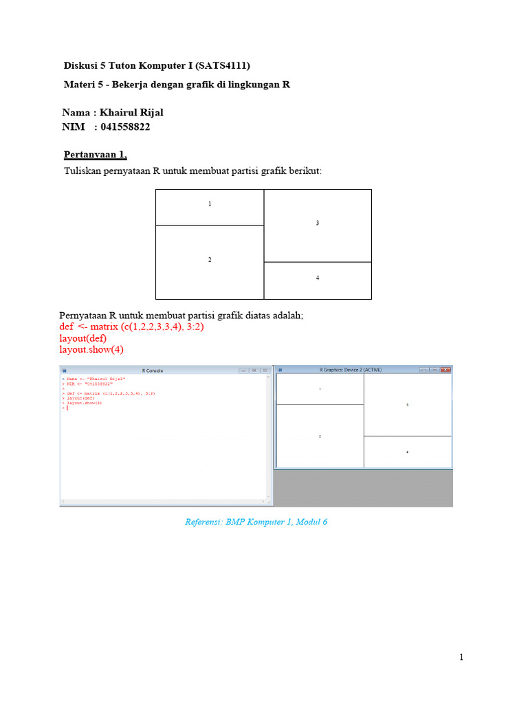 Diskusi 5 Komputer Khairul Rijal 041558822 | PDF