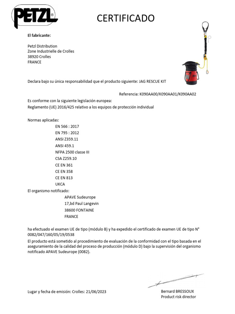 82.-Certificado de Calidad - Kit de Rescate Reversible PTZL PDF | PDF 82.-Certificado de Calidad - Kit de Rescate Reversible PTZL PDF | PDF