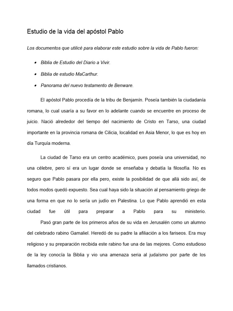 Estudio de La Vida Del Apóstol Pablo | PDF | Pablo el apóstol