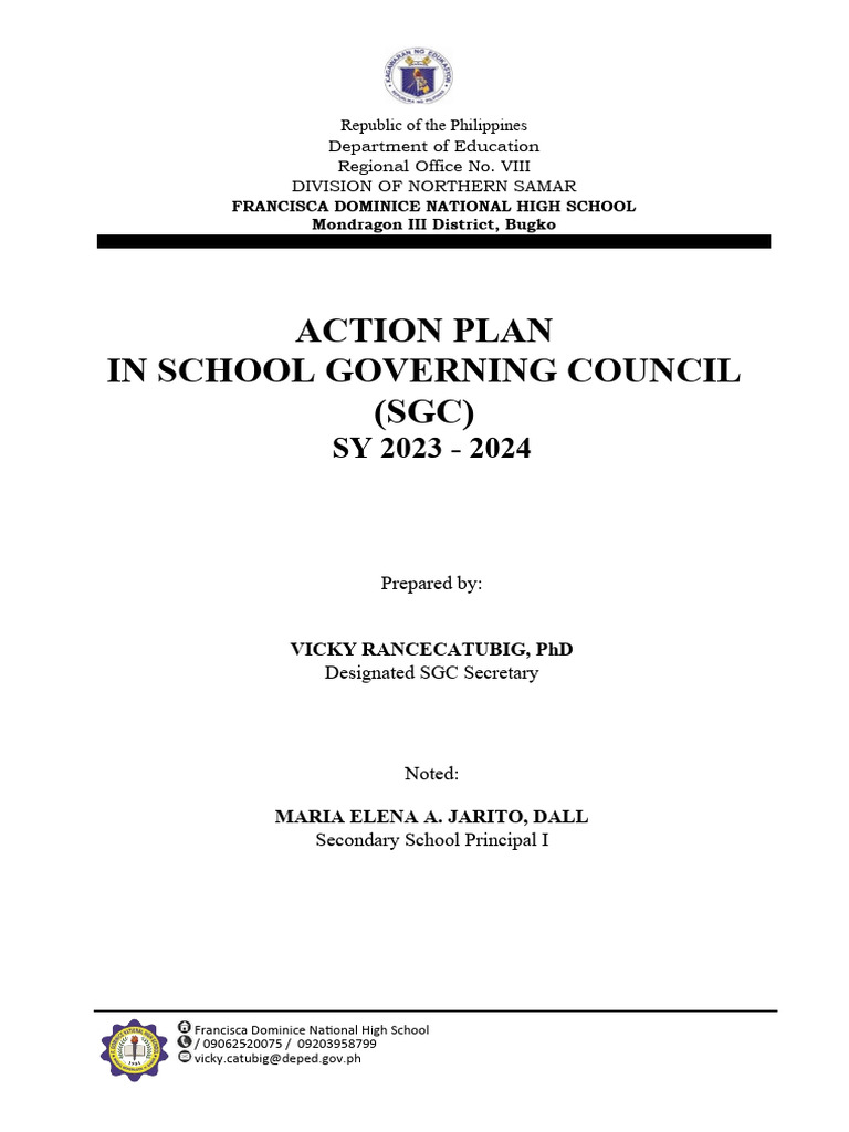 action plan in sgc 202324 | PDF | Learning | Behavior Modification