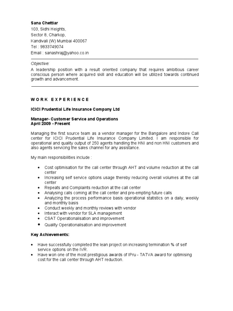 Resume Sana | PDF | Call Centre | Business