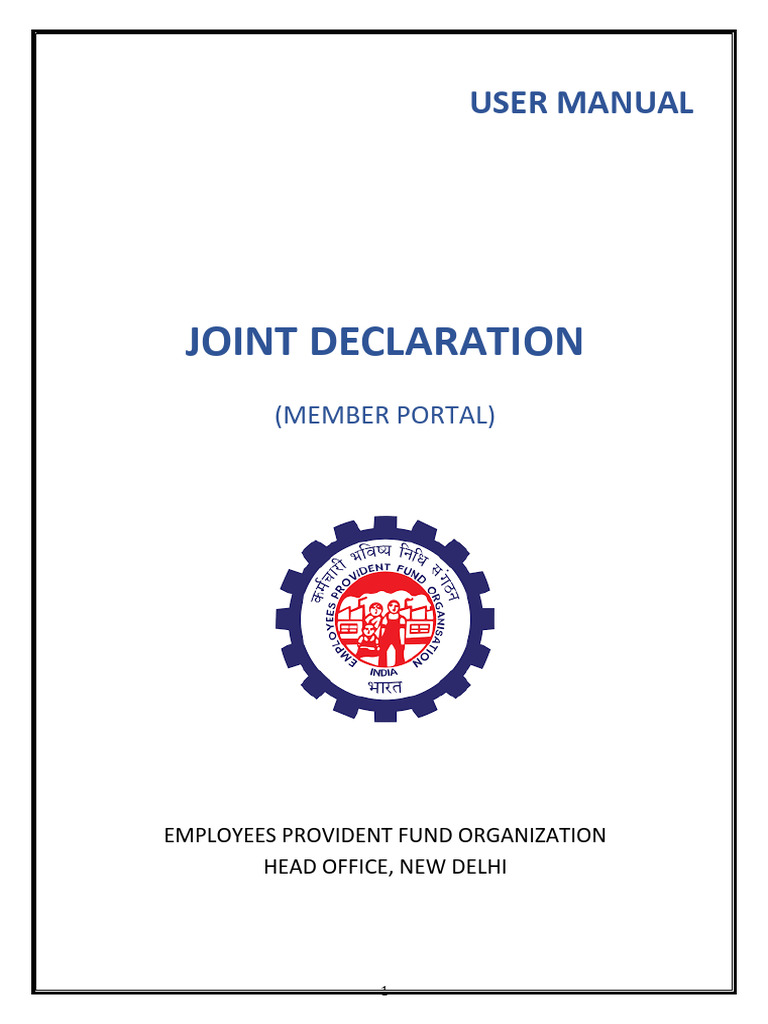 Epfo Usermanual Joint Declaration Member Pdf