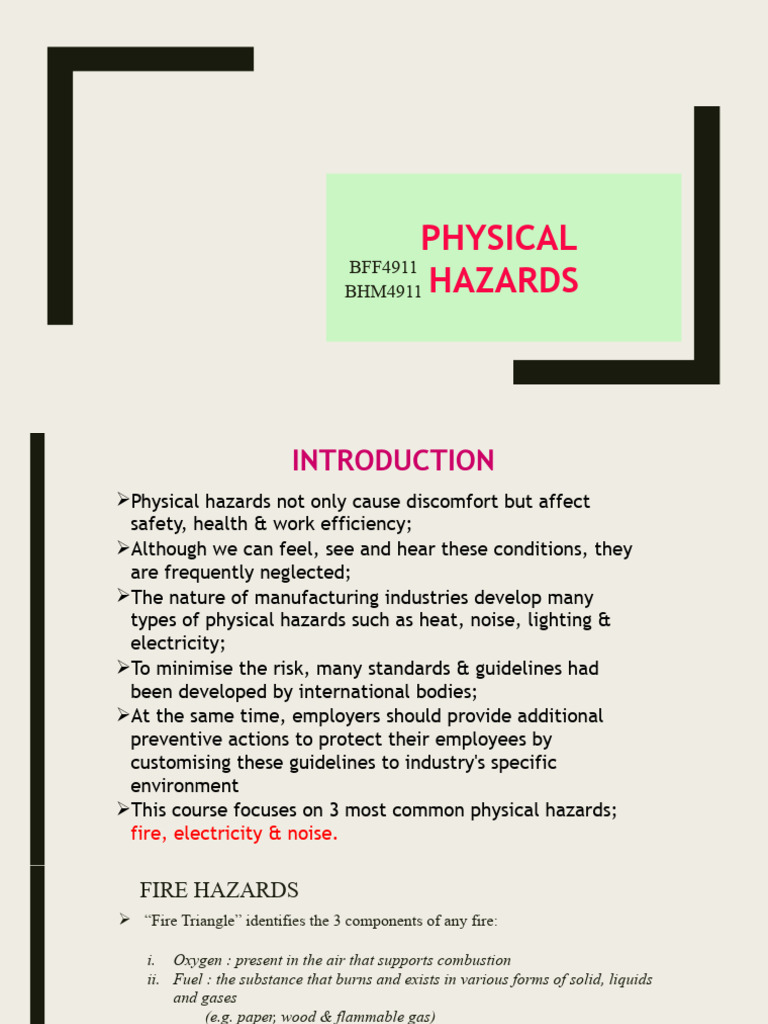 Topic 4 - Physical Hazard+fire Spread | PDF | Fires | Combustion