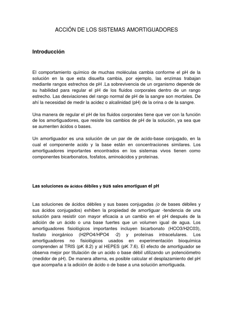 Acción de Las Enzimas Amortiguadores | PDF | Solución tampón | Ph