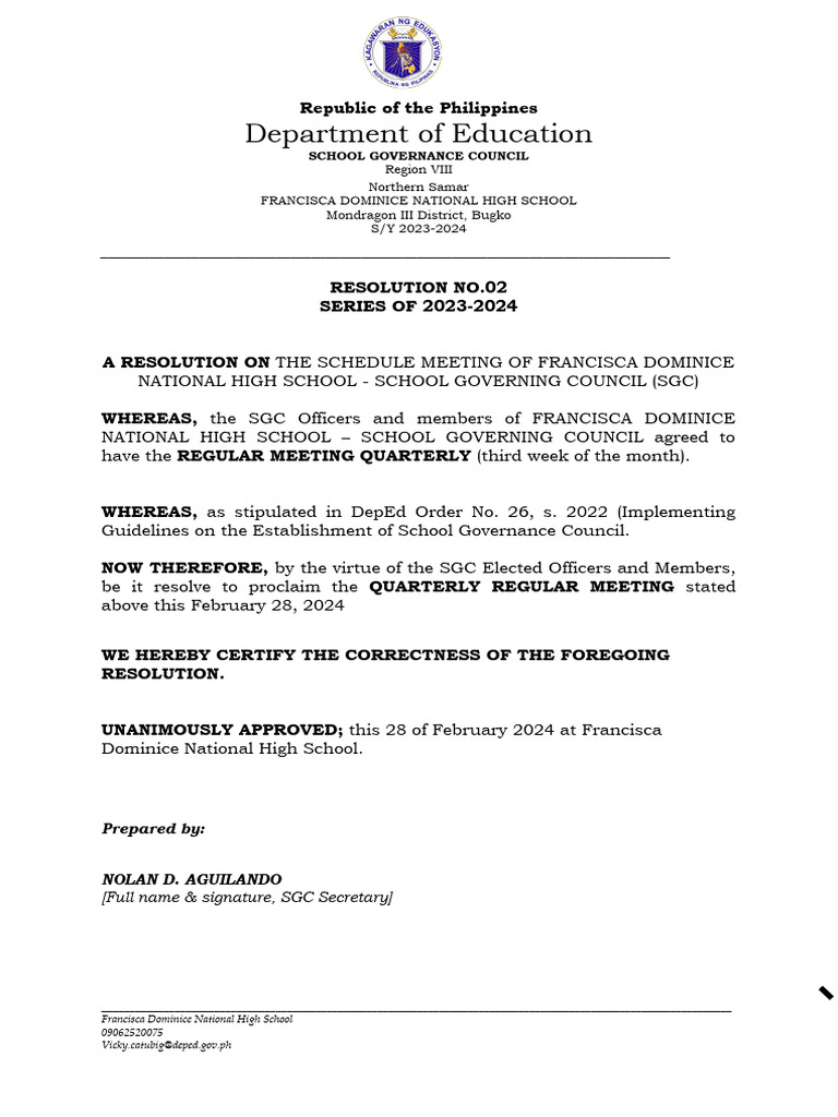 [SGC] Resolution Template for Regular Meeting | PDF