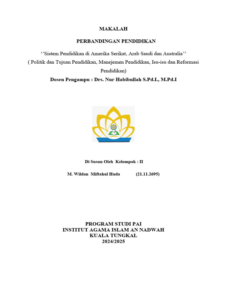 Makalah Perbandingan Sistem Pendidikan As Arab Saudi | PDF