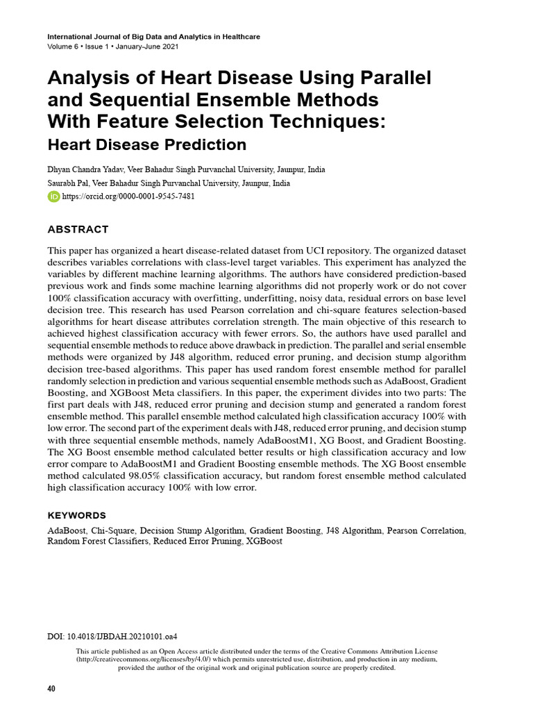 Analysis of Heart Disease Using Parallel and Sequential Ensemble ... Analysis of Heart Disease Using Parallel and Sequential Ensemble ...