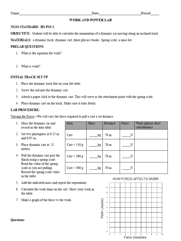 Work Lab | PDF | Force | Mass