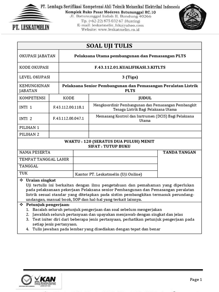 Soal Pembangunan PLTS Level 3 Dcis | PDF | Teknologi & Rekayasa